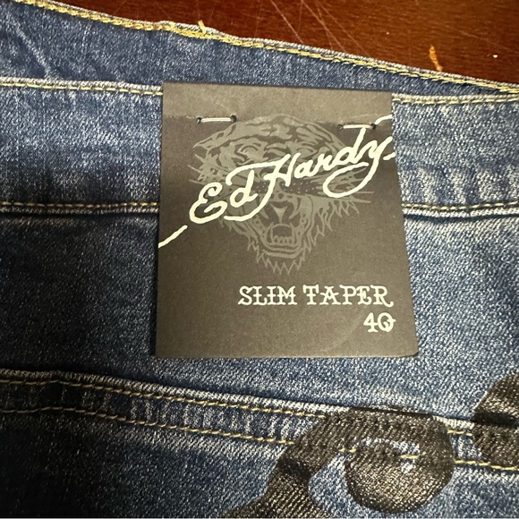Ed Hardy | Jeans | Ed Hardy Blue Distressed 5 Pocket Design Denim Slim ...